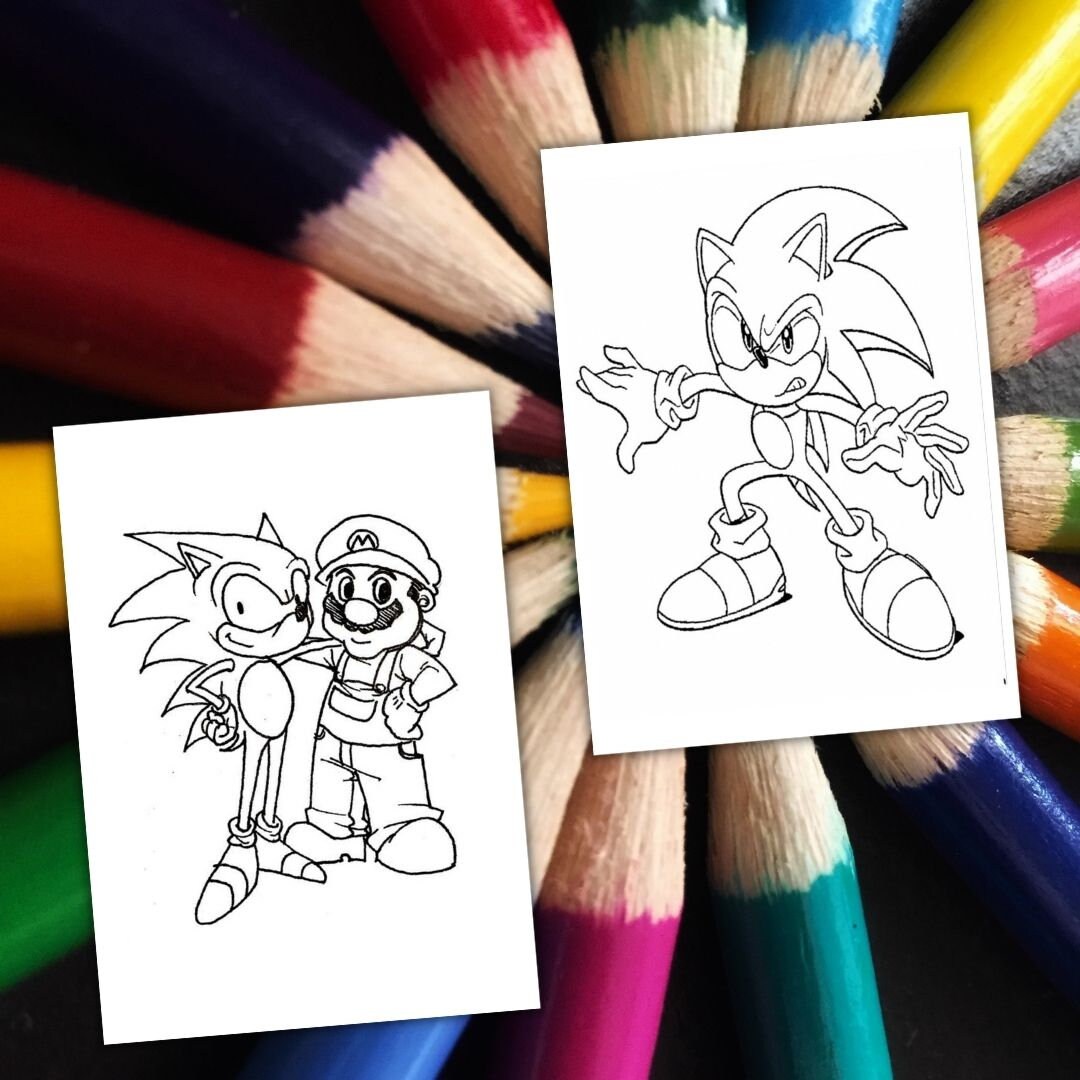 50 SONIC Coloring Pages, A4 Format Coloring Book for Kids, Kid Coloring ...