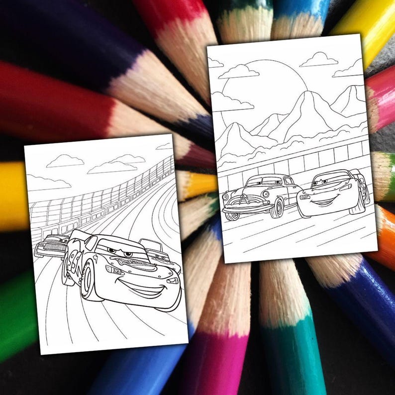 40 Cars Printable Coloring Pages, Cartoon Coloring Book, Children ...