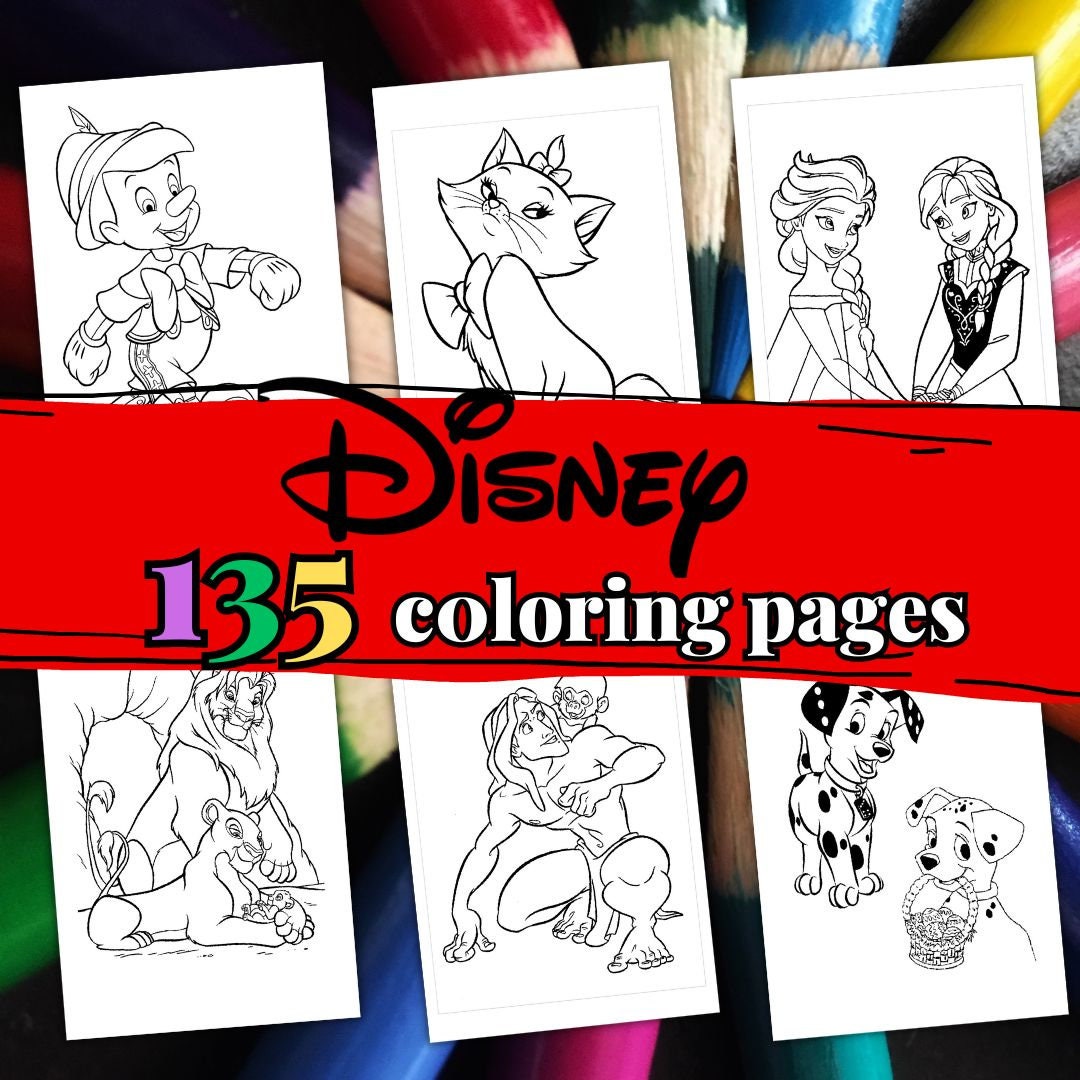 135 Cartoon MIX Coloring Pages, A4 Format Coloring Book for Kids, Kid ...
