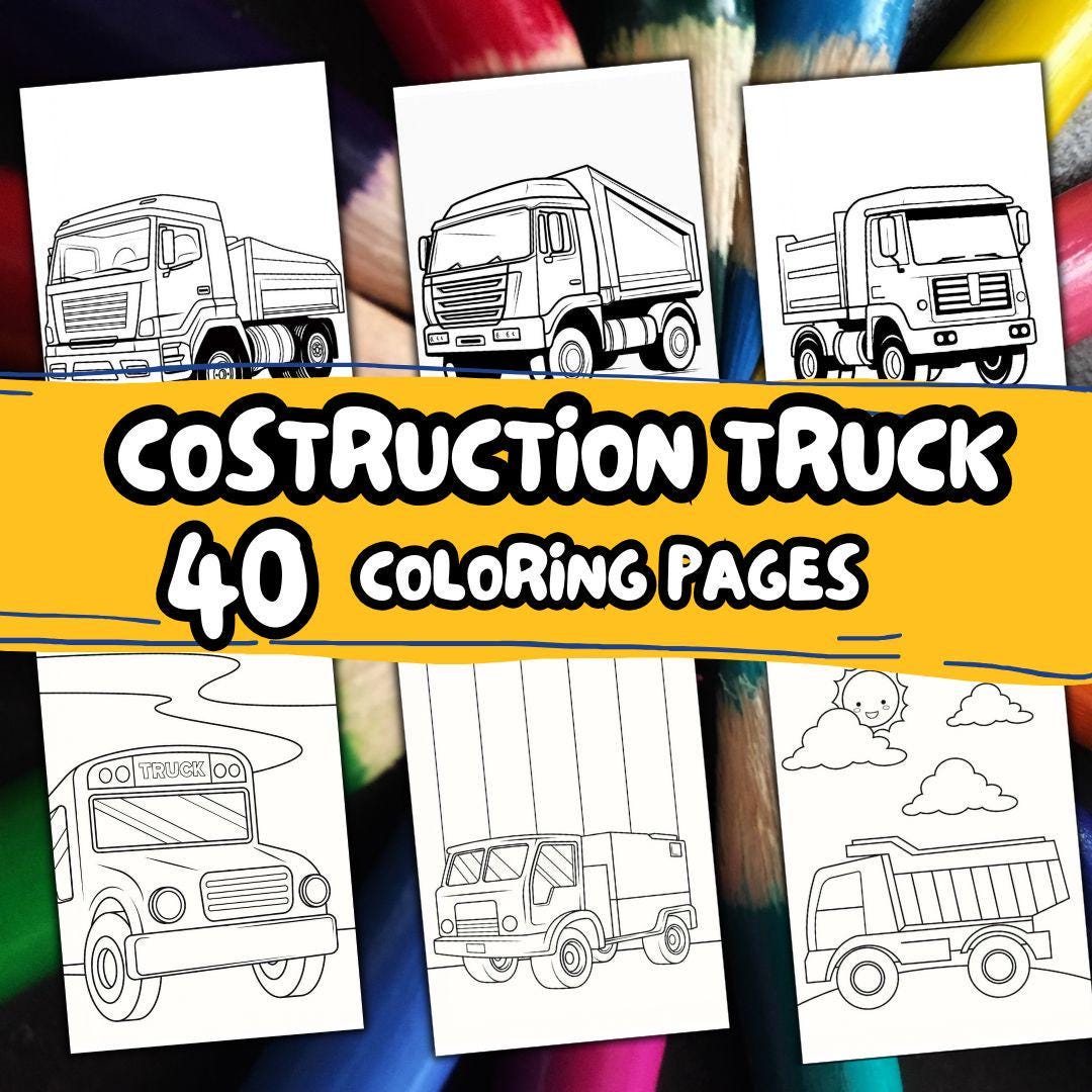 40 Construction Trucks Coloring Page, Boys Coloring Pages Instant ...