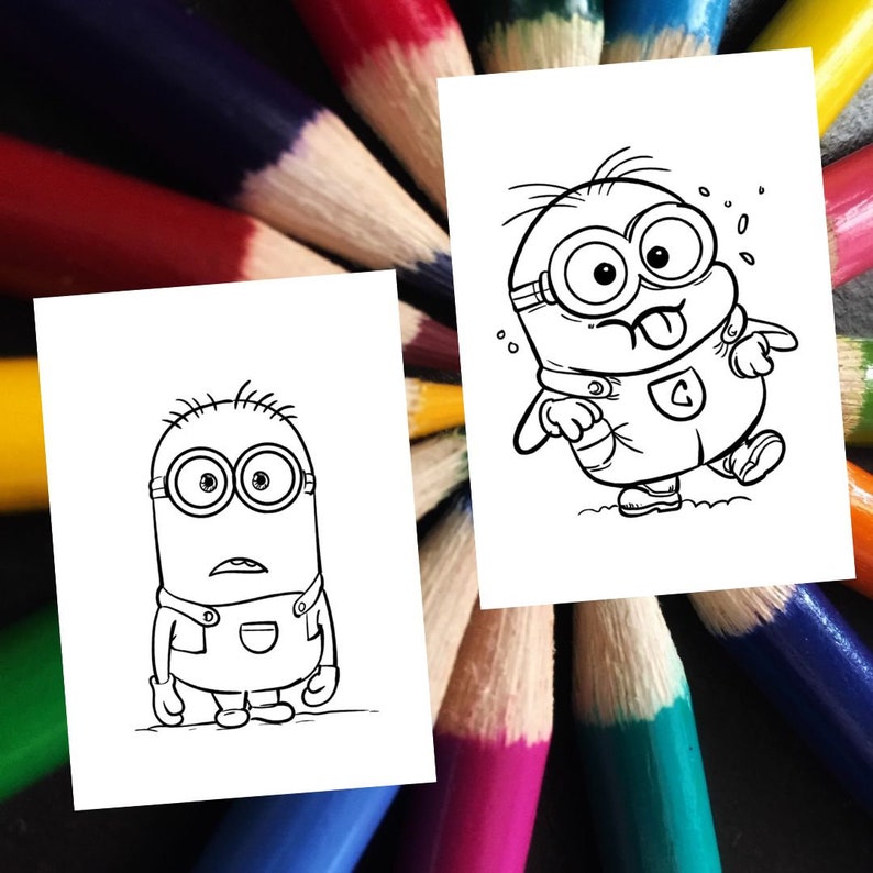 80 MINIONS Coloring Pages, A4 Format Coloring Book for Kids, Kid ...