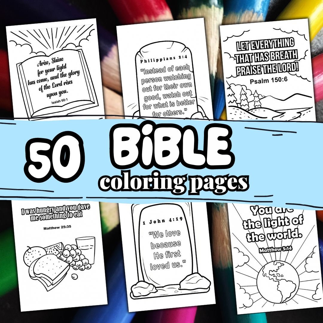 50 BIBLE Coloring Pages. Bible Cartoon Coloring Book for Kid. Printable ...