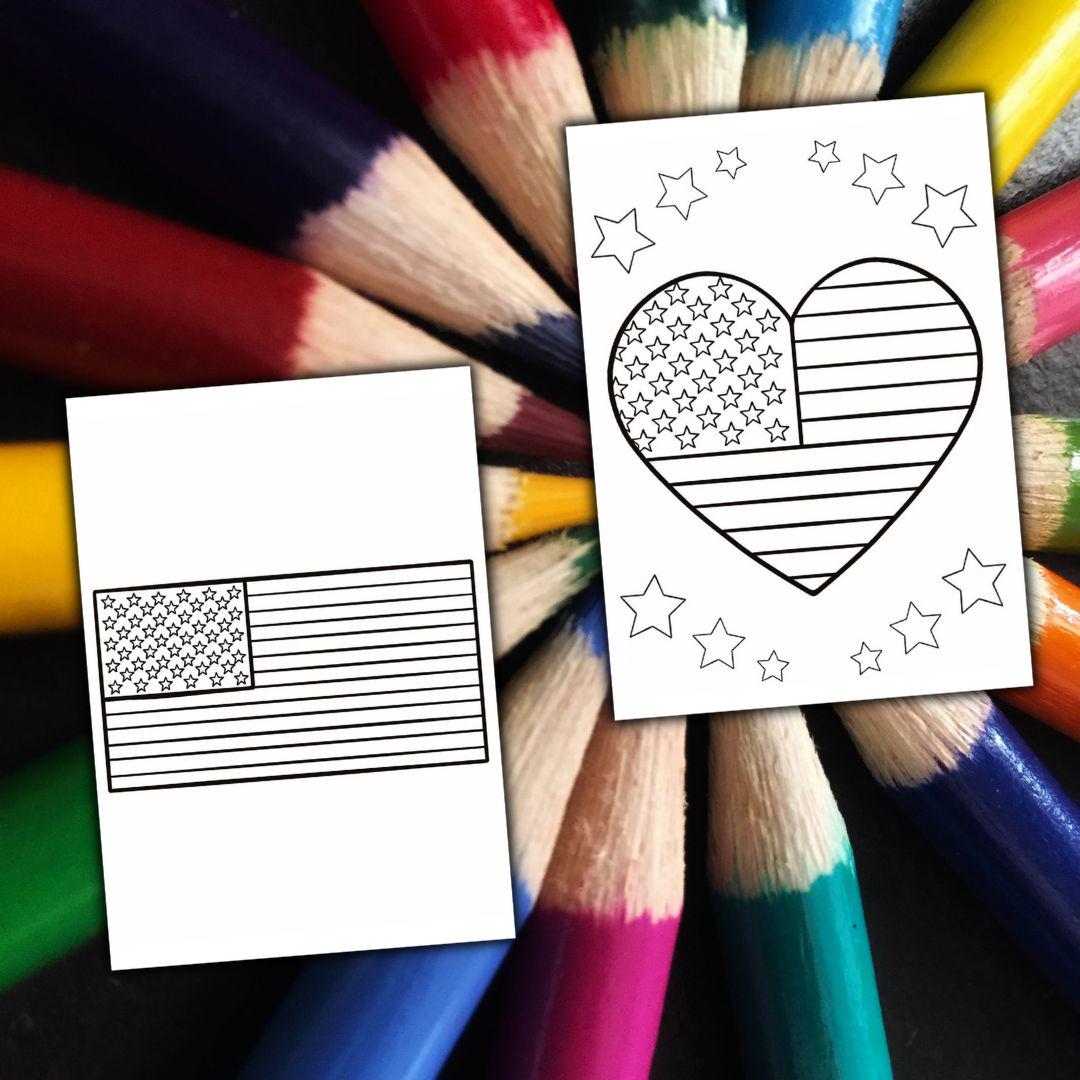 40 Patriotic Coloring Page, A4 Format Coloring Book American Flag, USA ...