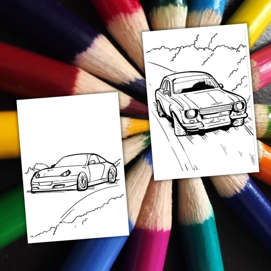 55 CAR Coloring Pages. Cartoon Coloring Book for Kids. Printable ...