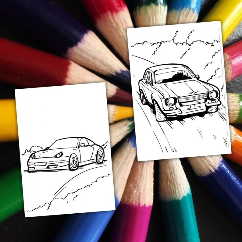 55 CAR Coloring Pages. Cartoon Coloring Book for Kids. Printable ...