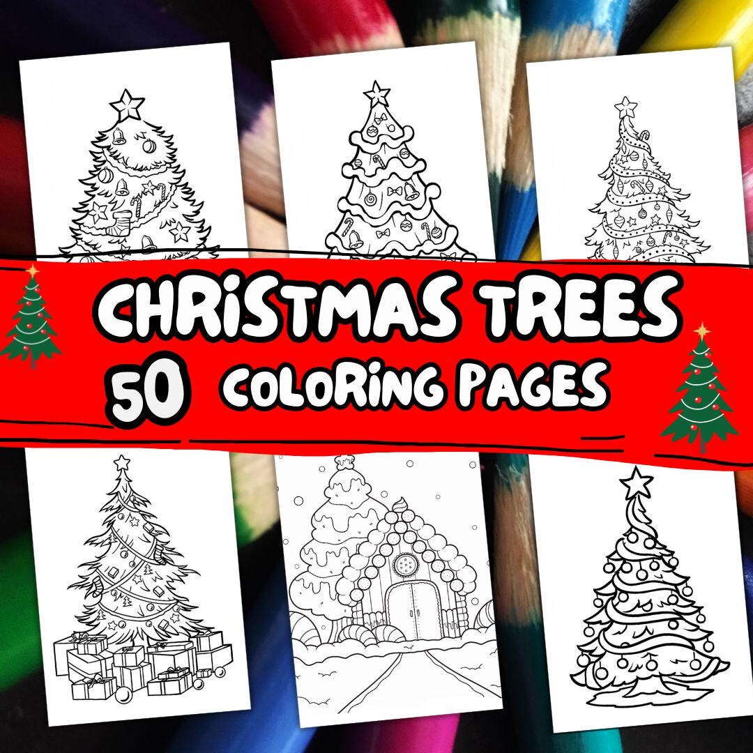 Christmas Trees Coloring Pages. Merry Christmas Coloring Book for Kid ...