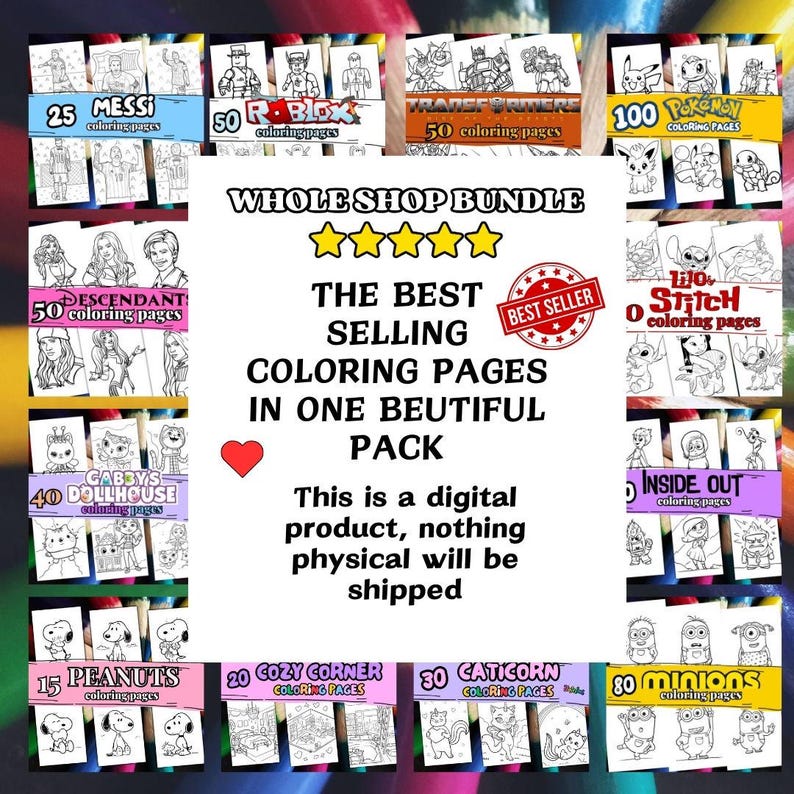 1200+ Whole Shop Bundle Coloring Pages, Adults Coloring Book, Grayscale ...