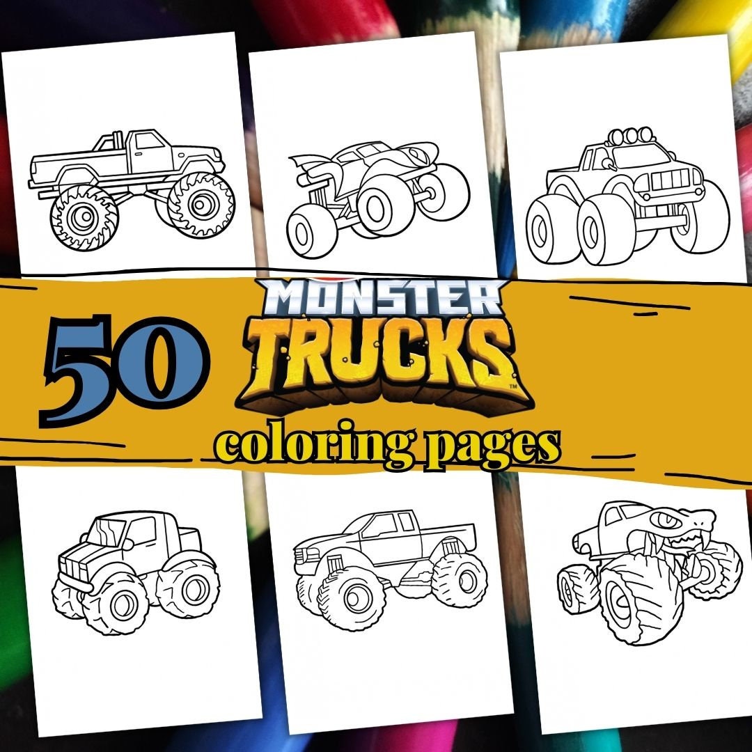 50 MOSTER TRUCKS Color Pages. Monster Trucks Book Photo Kid. Coloring ...