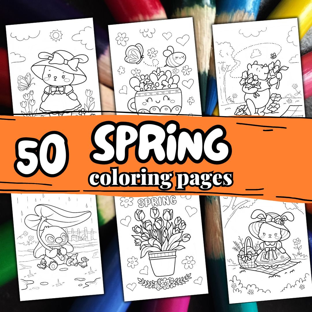 50 SPRING Color Pages. Spring Coloring Book Photo Kid. Coloring Pages ...