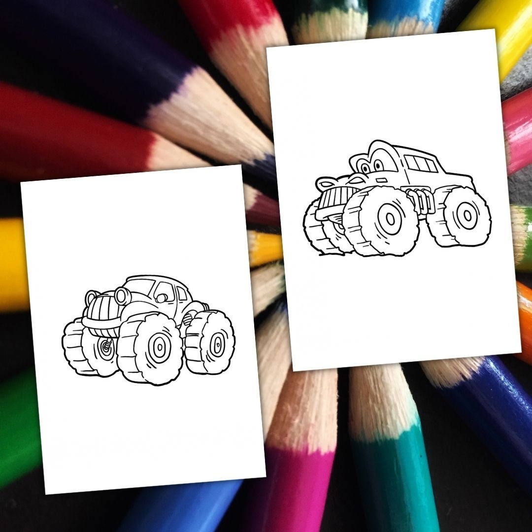 50 MOSTER TRUCKS Color Pages. Monster Trucks Book Photo Kid. Coloring ...