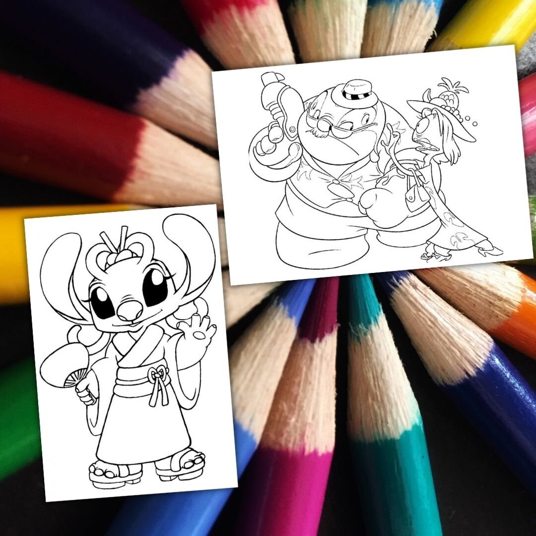 80 Lilo&stich Coloring Pages. Cartoon Coloring Book for Kids. Printable ...