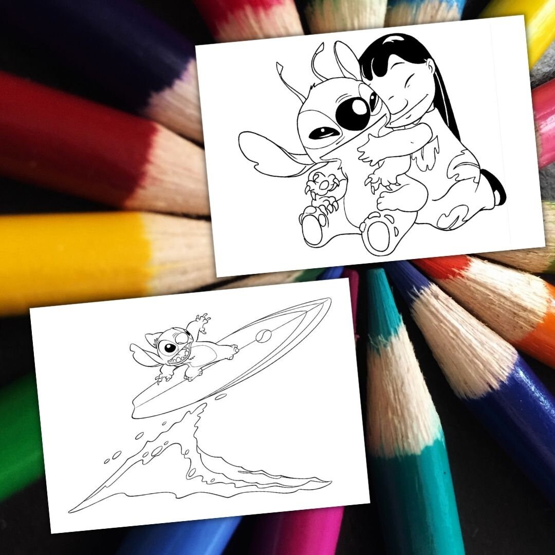 80 Lilo&stich Coloring Pages. Cartoon Coloring Book for Kids. Printable ...