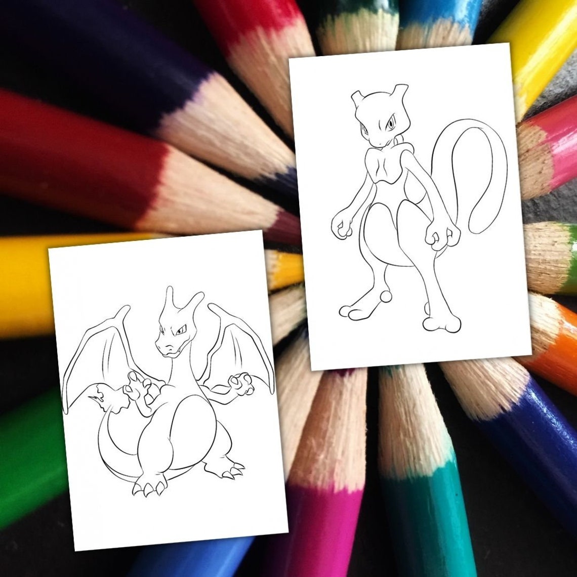 40 POKEMON Coloring Pages, A4 Format Coloring Book for Kids, Kid ...