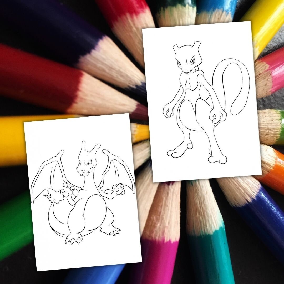 40 POKEMON Coloring Pages, A4 Format Coloring Book for Kids, Kid ...