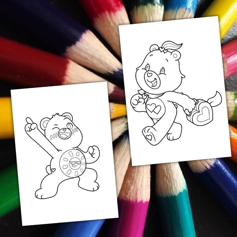 50 CARE BEARS Coloring Pages, A4 Format Coloring Book for Kids, Kid ...