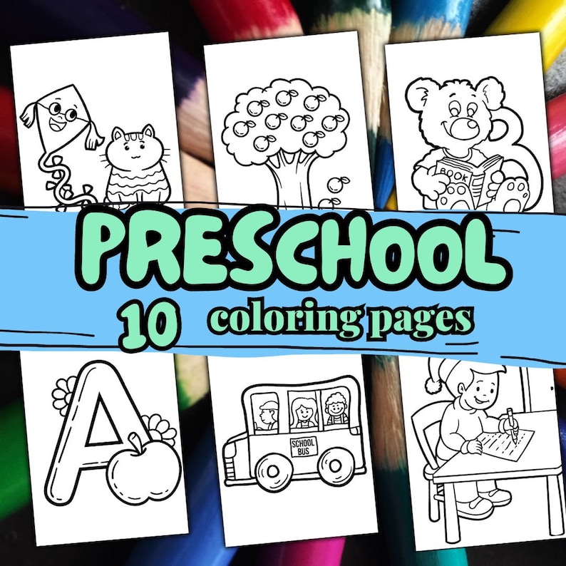 10 PRESCHOOL Coloring Pages. Preschool Coloring Book for Kids ...