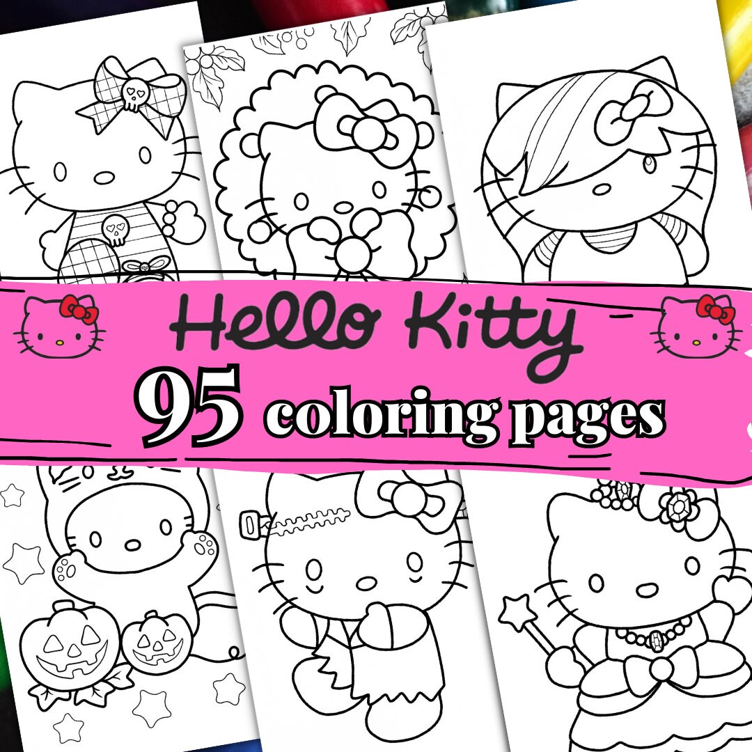 95 KITTY CAT Coloring Pages. Cat Coloring Book for Kids. Kid - Etsy