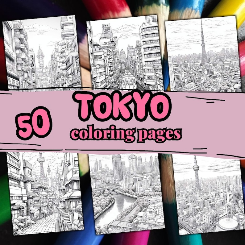 50 TOKYO Coloring Pages. Japan Coloring Book for Kids. Printable ...
