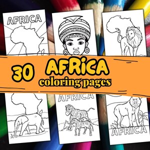 30 AFRICA Coloring Pages. Cartoon Coloring Book for Kids. Printable ...