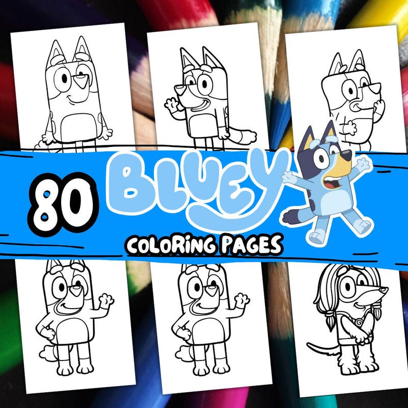 Bluey Color Pages Printable - Etsy