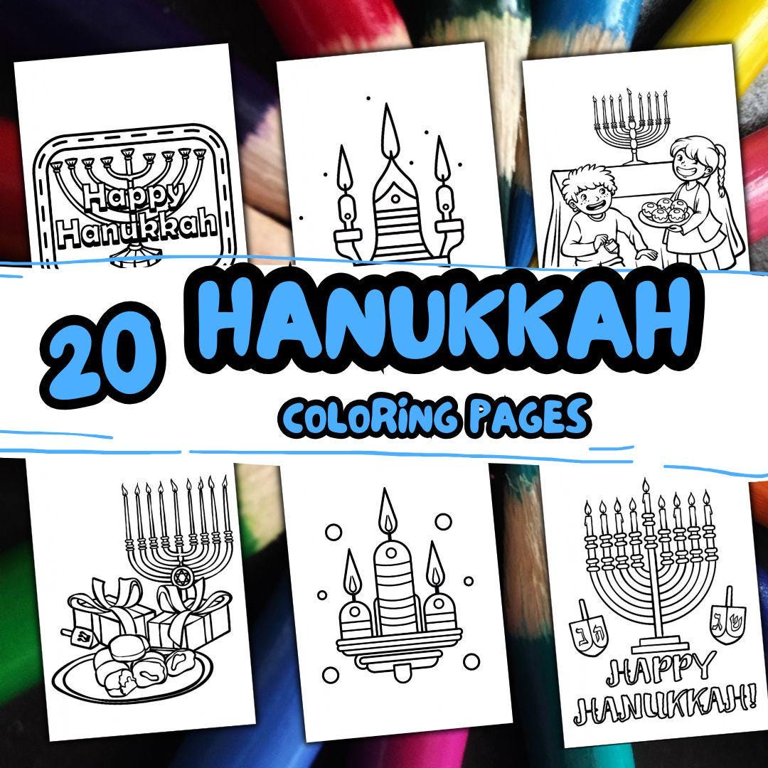 Hanukkah Coloring Pages, Cartoon Coloring Book for Kids,birthday Party ...