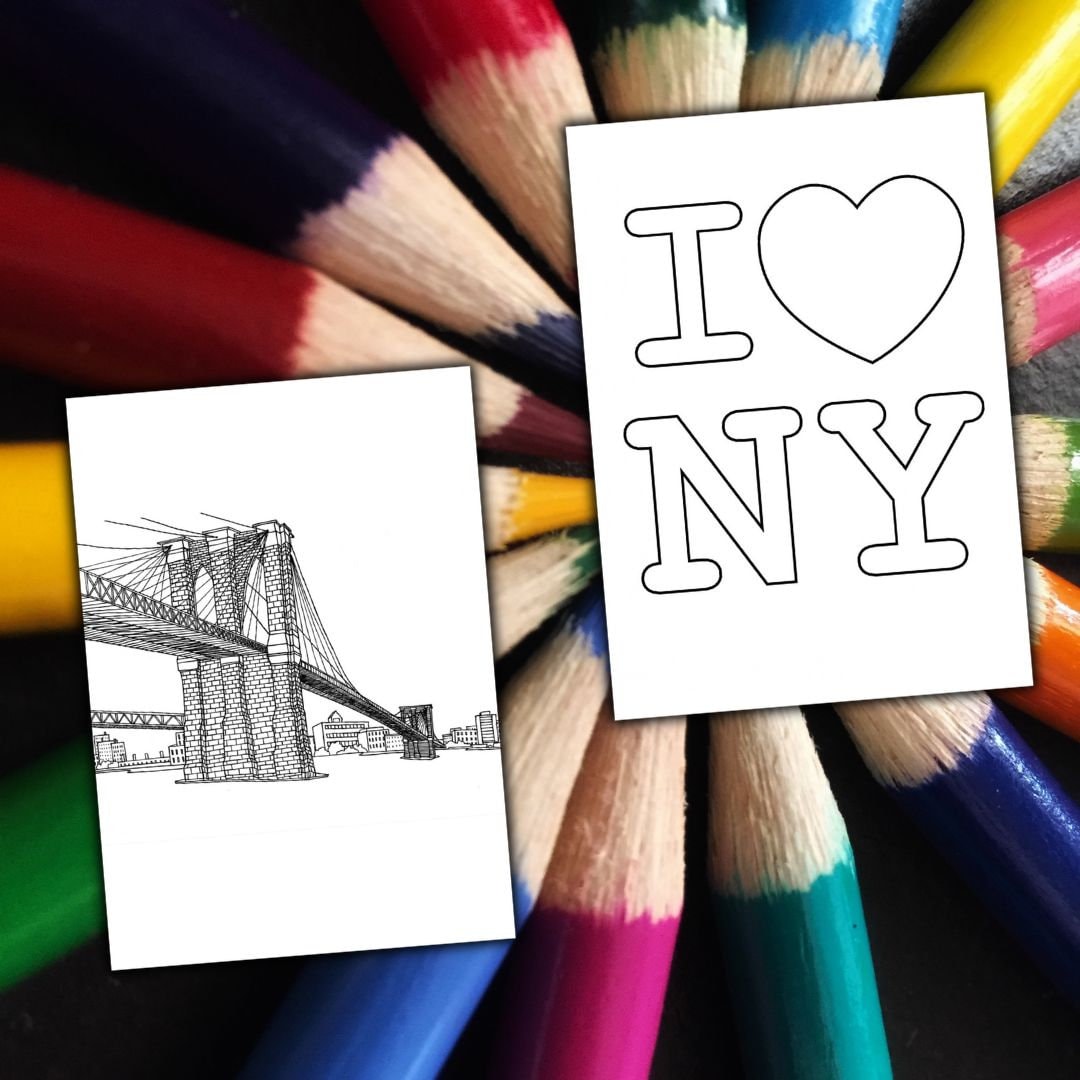 85 NEW YORK CITY Coloring Pages. Street Landscape Coloring Book for Kid ...