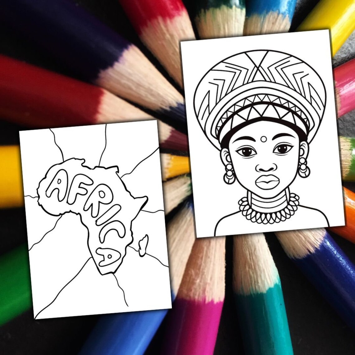 30 AFRICA Coloring Pages. Cartoon Coloring Book for Kids. Printable ...