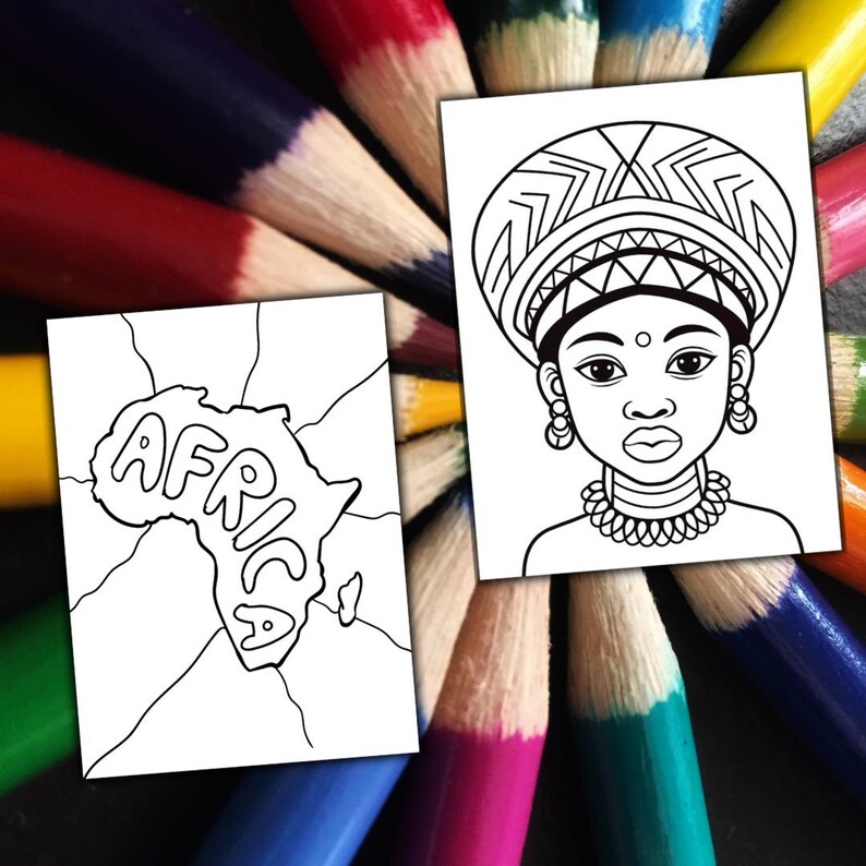 30 AFRICA Coloring Pages. Cartoon Coloring Book for Kids. Printable ...