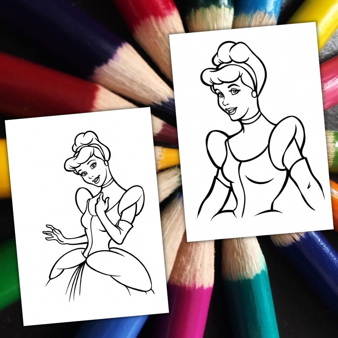 60 CINDERELLA Coloring Pages, A4 Format Coloring Book for Kids, Kid ...