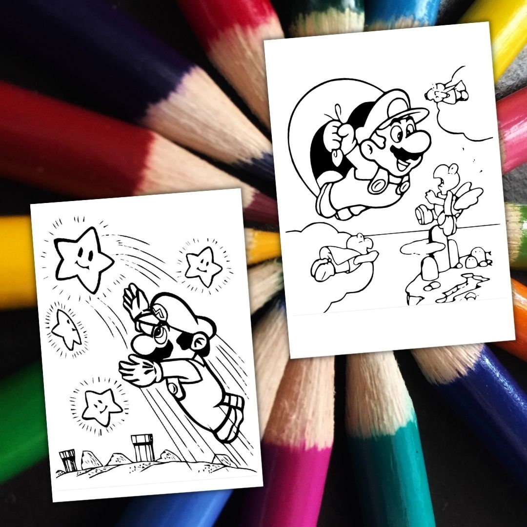 95 SUPER MARIO Coloring Pages, A4 Format Coloring Book for Kids, Kid ...