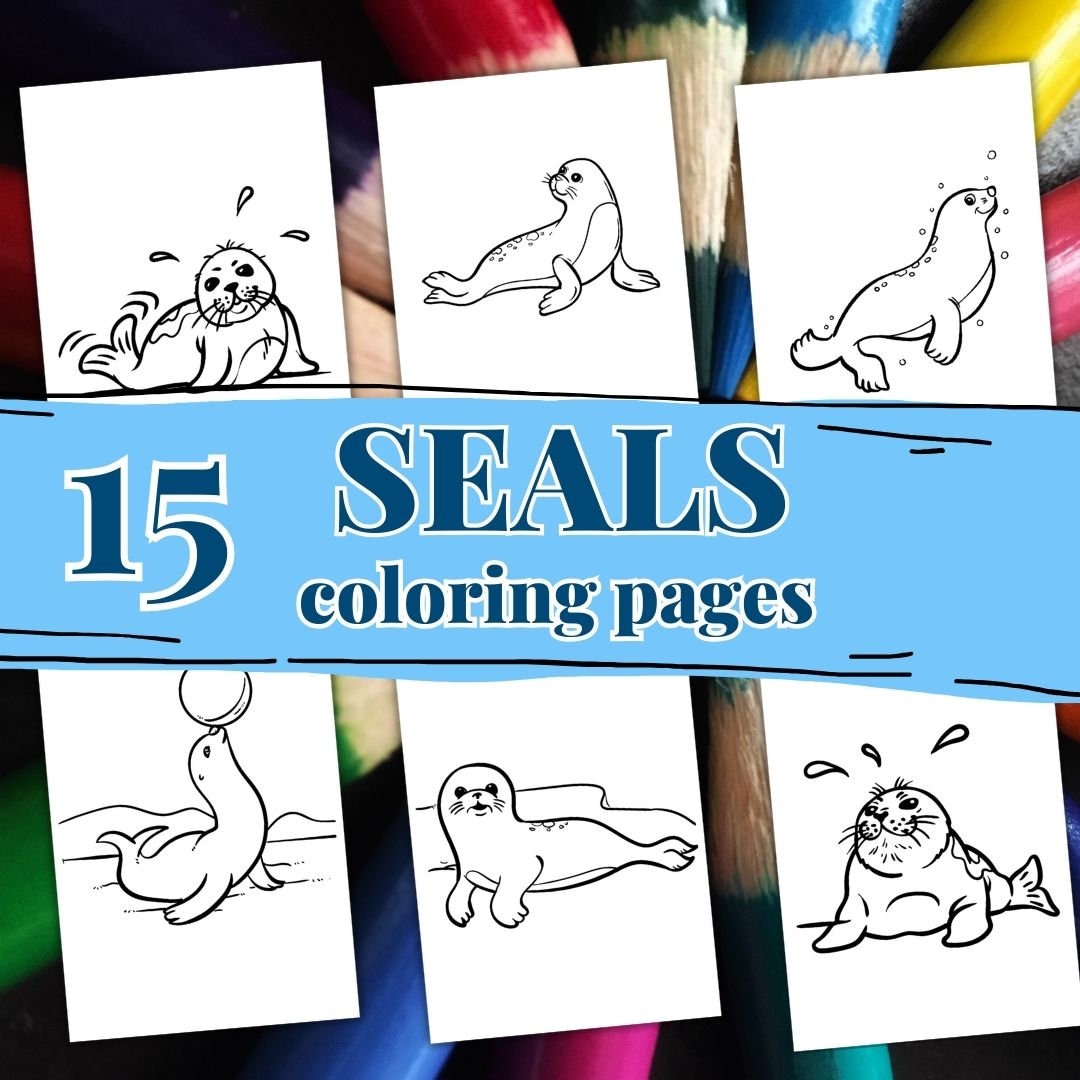 15 SEALS Color Pages. Seals Animals Book Photo Kid. Coloring Pages for ...