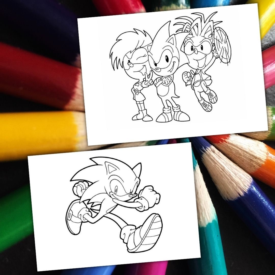 50 SONIC Coloring Pages, A4 Format Coloring Book for Kids, Kid Coloring ...