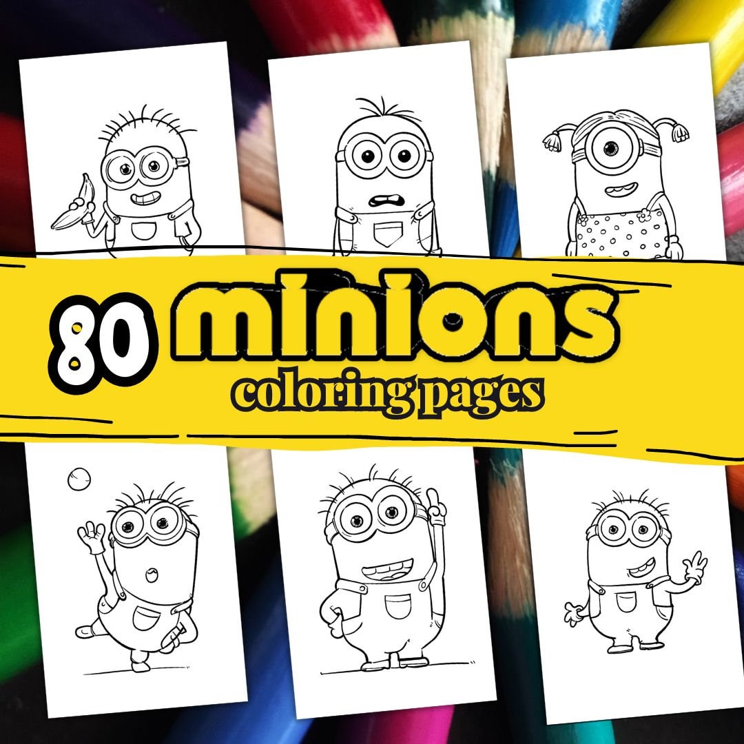 80 MINIONS Coloring Pages, A4 Format Coloring Book for Kids, Kid ...