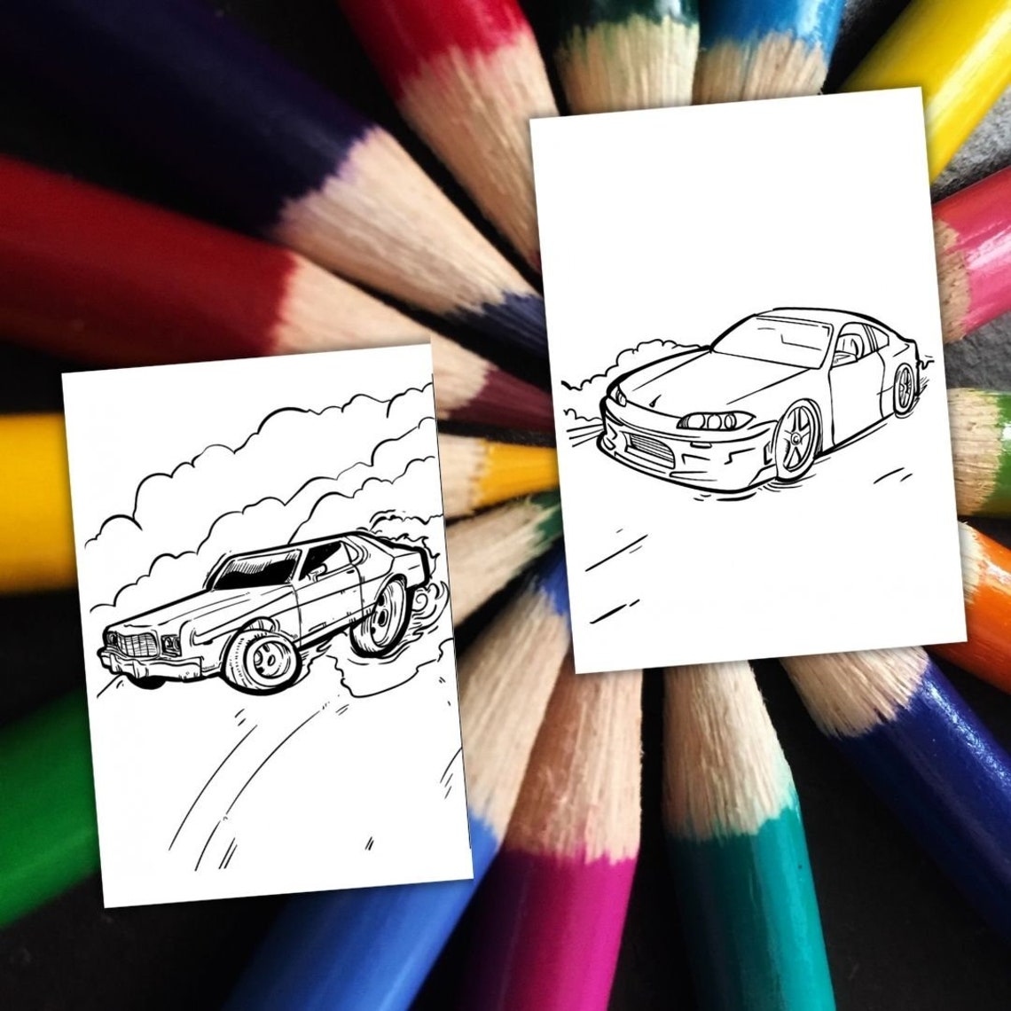 55 CAR Coloring Pages. Cartoon Coloring Book for Kids. Printable ...