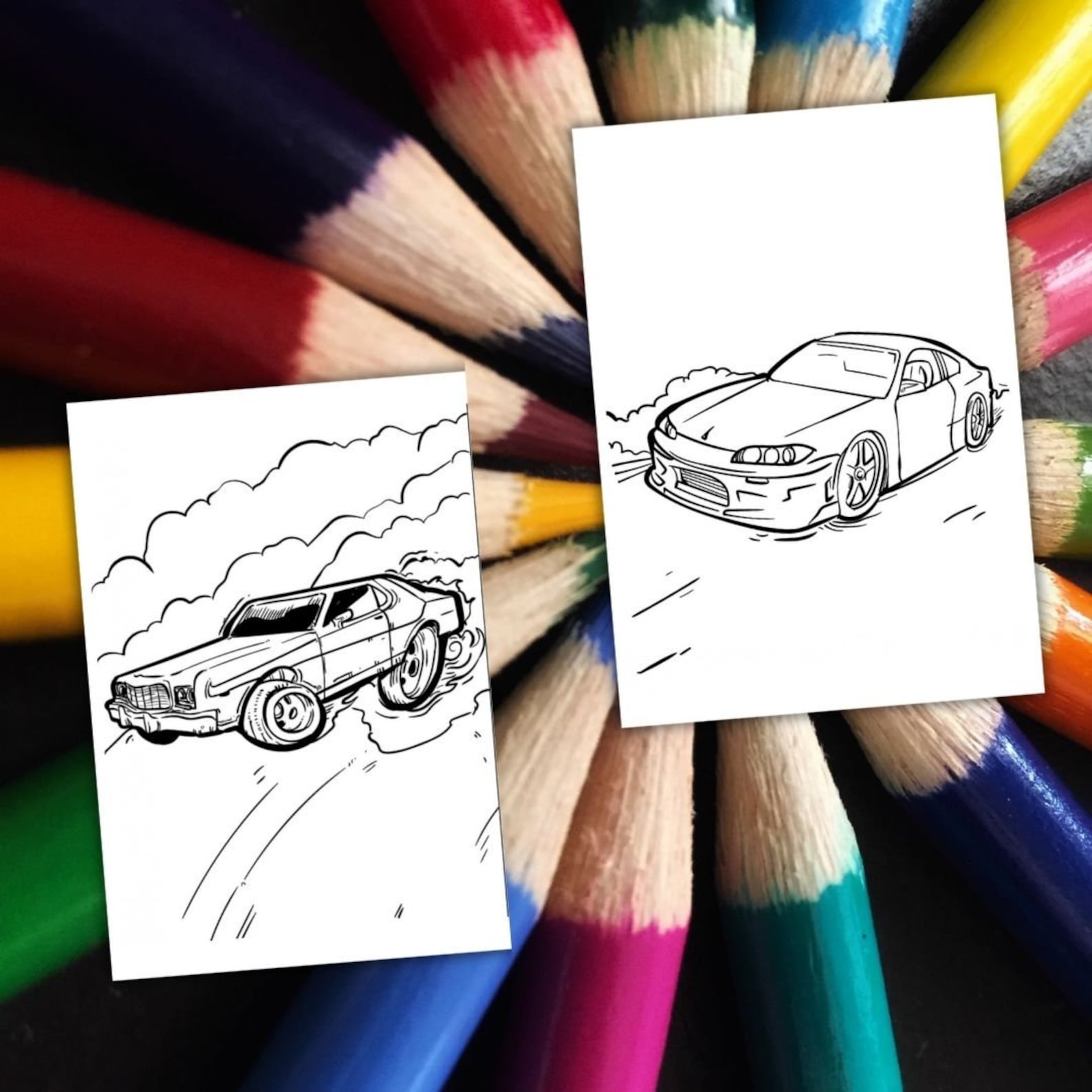 55 CAR Coloring Pages. Cartoon Coloring Book for Kids. Printable ...