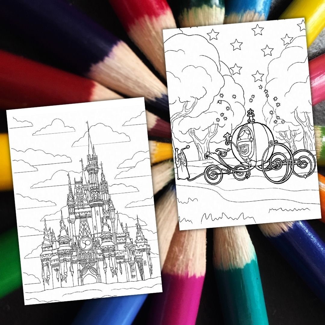 60 CINDERELLA Coloring Pages, A4 Format Coloring Book for Kids, Kid ...