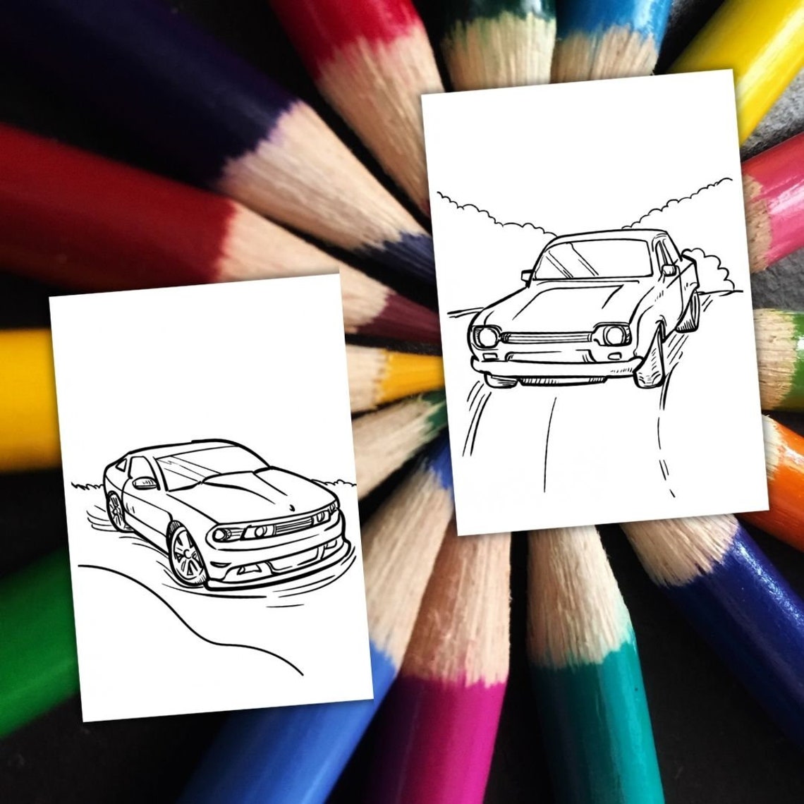 55 CAR Coloring Pages. Cartoon Coloring Book for Kids. Printable ...