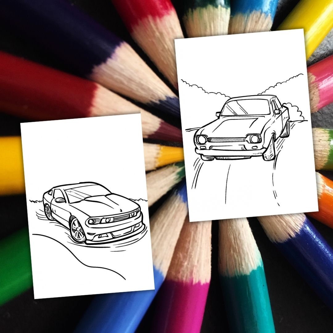 55 CAR Coloring Pages. Cartoon Coloring Book for Kids. Printable ...