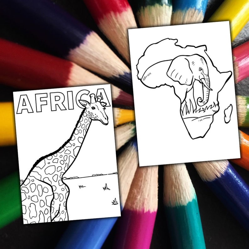 30 AFRICA Coloring Pages. Cartoon Coloring Book for Kids. Printable ...