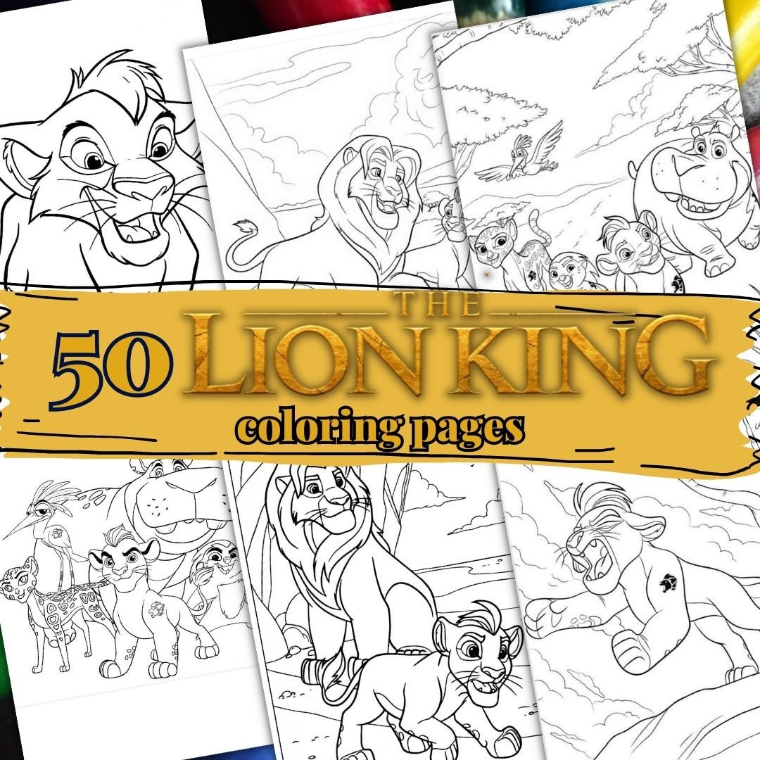 50 LION KING Coloring Pages, A4 Format Coloring Book for Kids, Kid ...