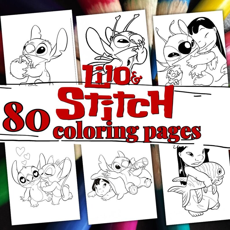 80 Lilo&stich Coloring Pages. Cartoon Coloring Book for Kids. Printable ...