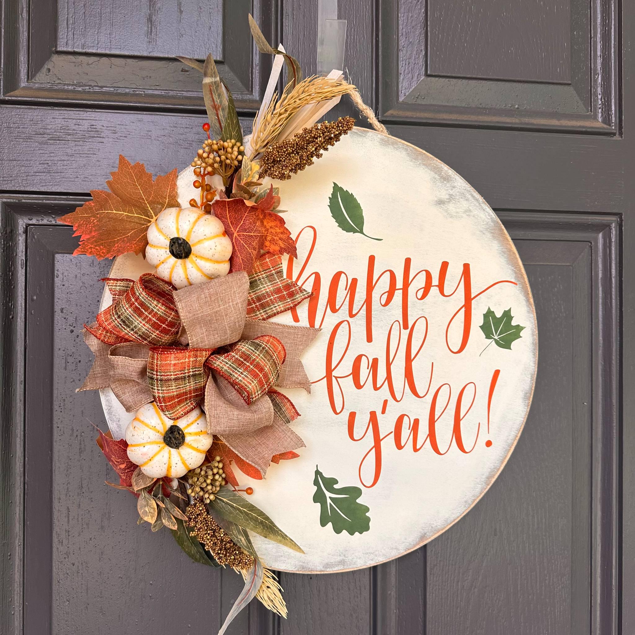 Fall Door Hanger: Happy Fall Y'all Sign - Birch Wood Decor - Etsy