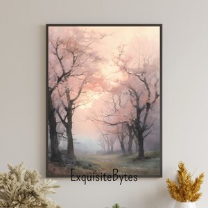 Sakura Landscape Watercolor Painting, Beautiful Sakura Trees Scene ...