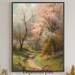 Vintage Spring Landscape Painting, Vibrant Spring Scene With Blossoming ...