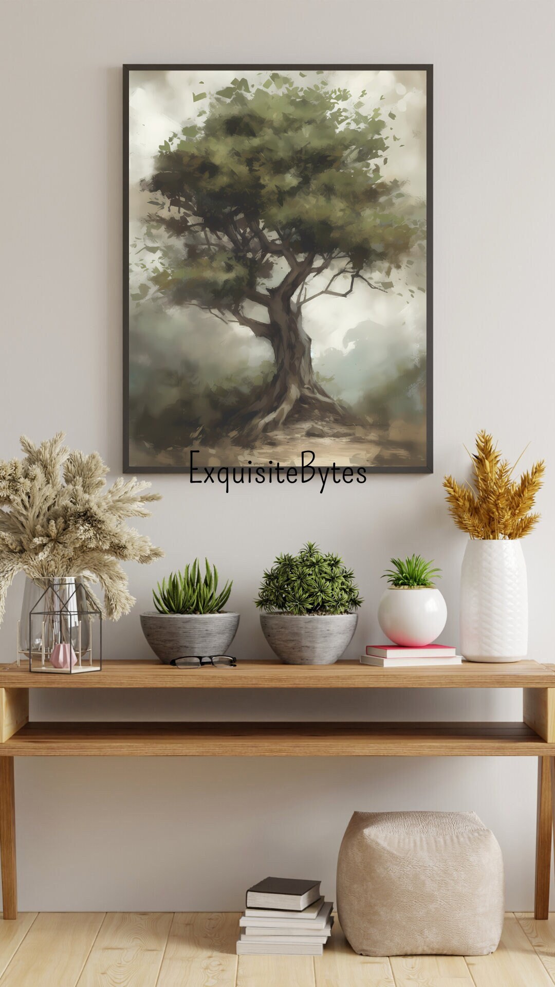 Vintage Tree Painting, Rustic Home Decor, Printable Wall Art, Tree #4 ...