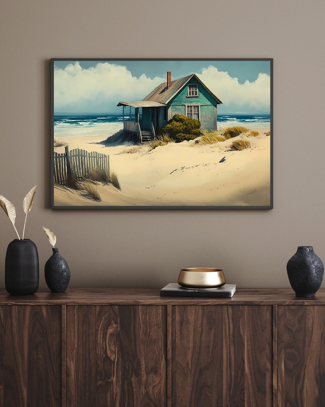 Beach Cottage House Painting, Wall Decor, Printable Wall Art, Coastal ...