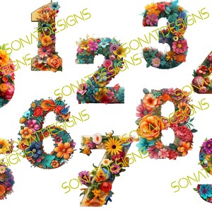 Floral Alphabet Clipart, Floral Letters Bundle Numbers Clipart, Floral ...