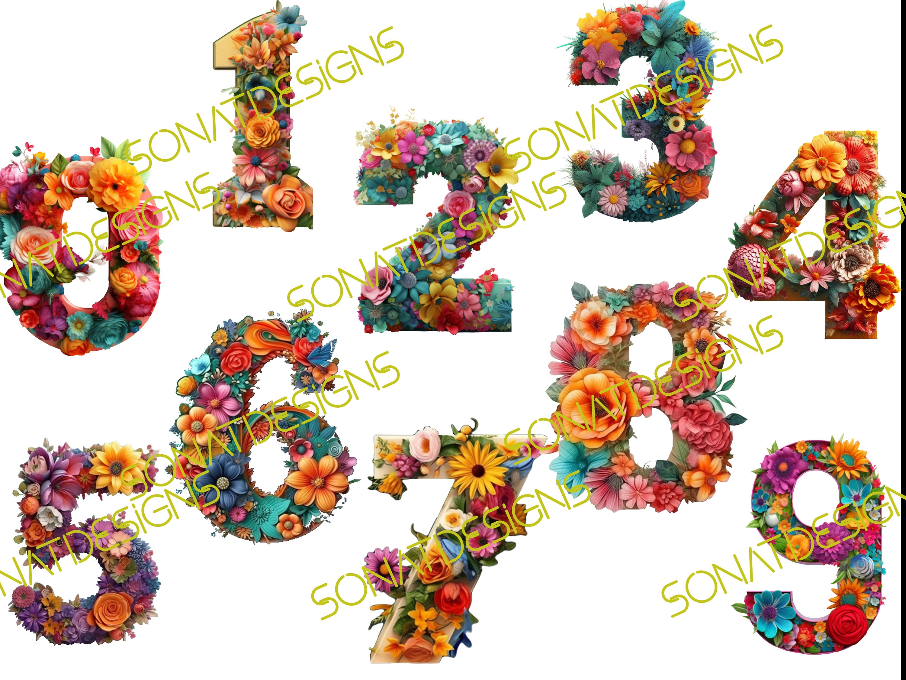 Floral Alphabet Clipart, Floral Letters Bundle Numbers Clipart, Floral ...