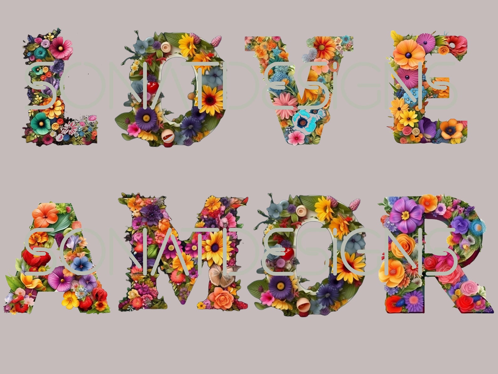 Floral Alphabet Clipart, Floral Letters Bundle Numbers Clipart, Floral ...