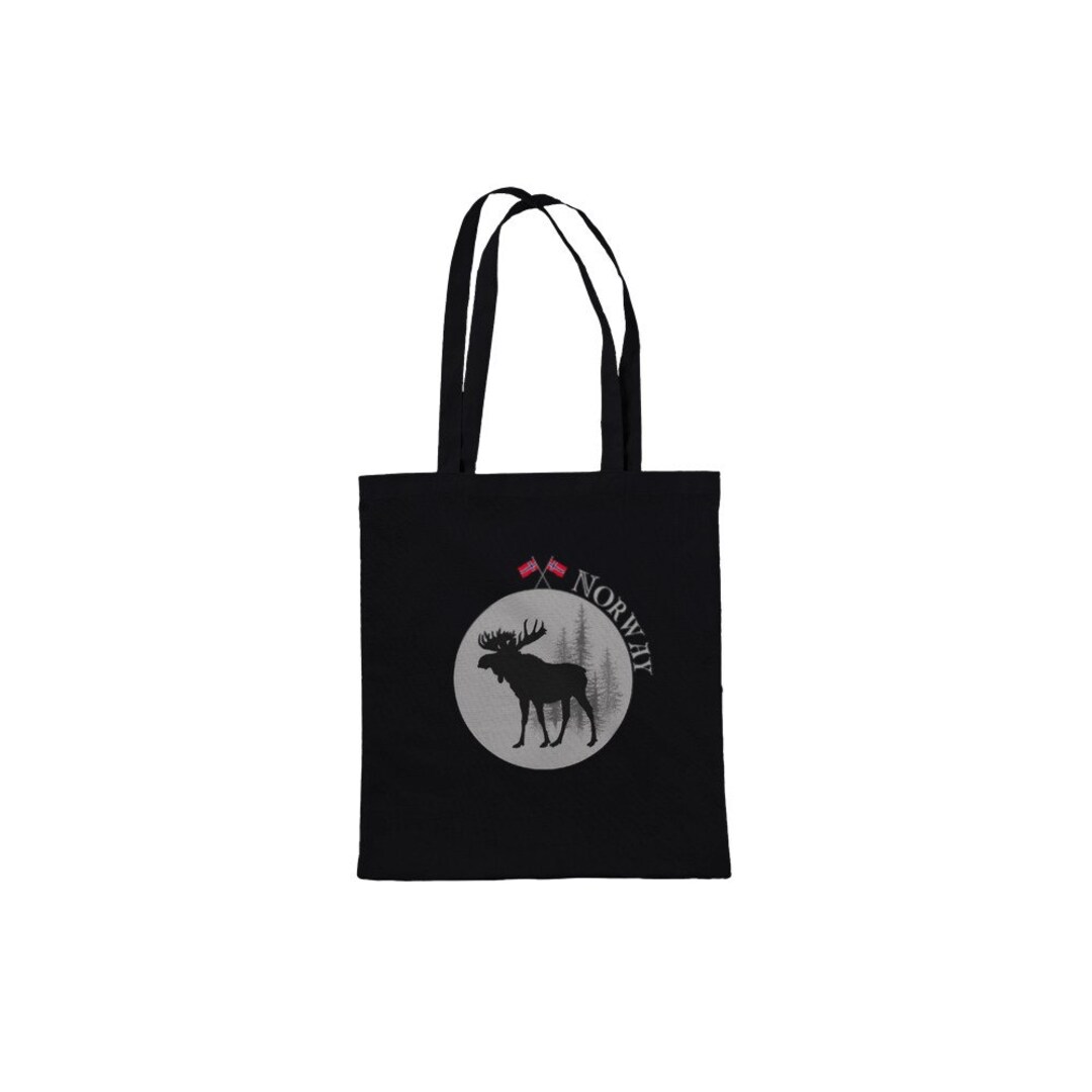 Tote Bag Norway Moose in the Forest Norwegian Flag Bag Cotton Bag ...
